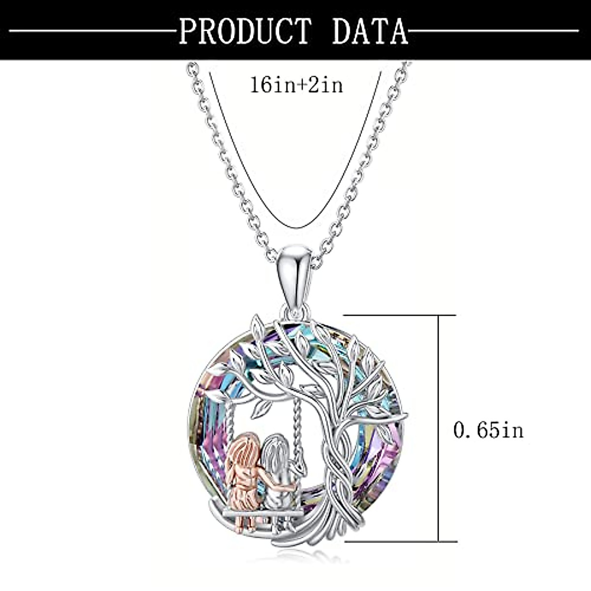 JEWENICE Sister Bestfriend Girlfriends Necklace Tree of Life with Shining Crystal Sweet Female Friendship Jewelry Gift