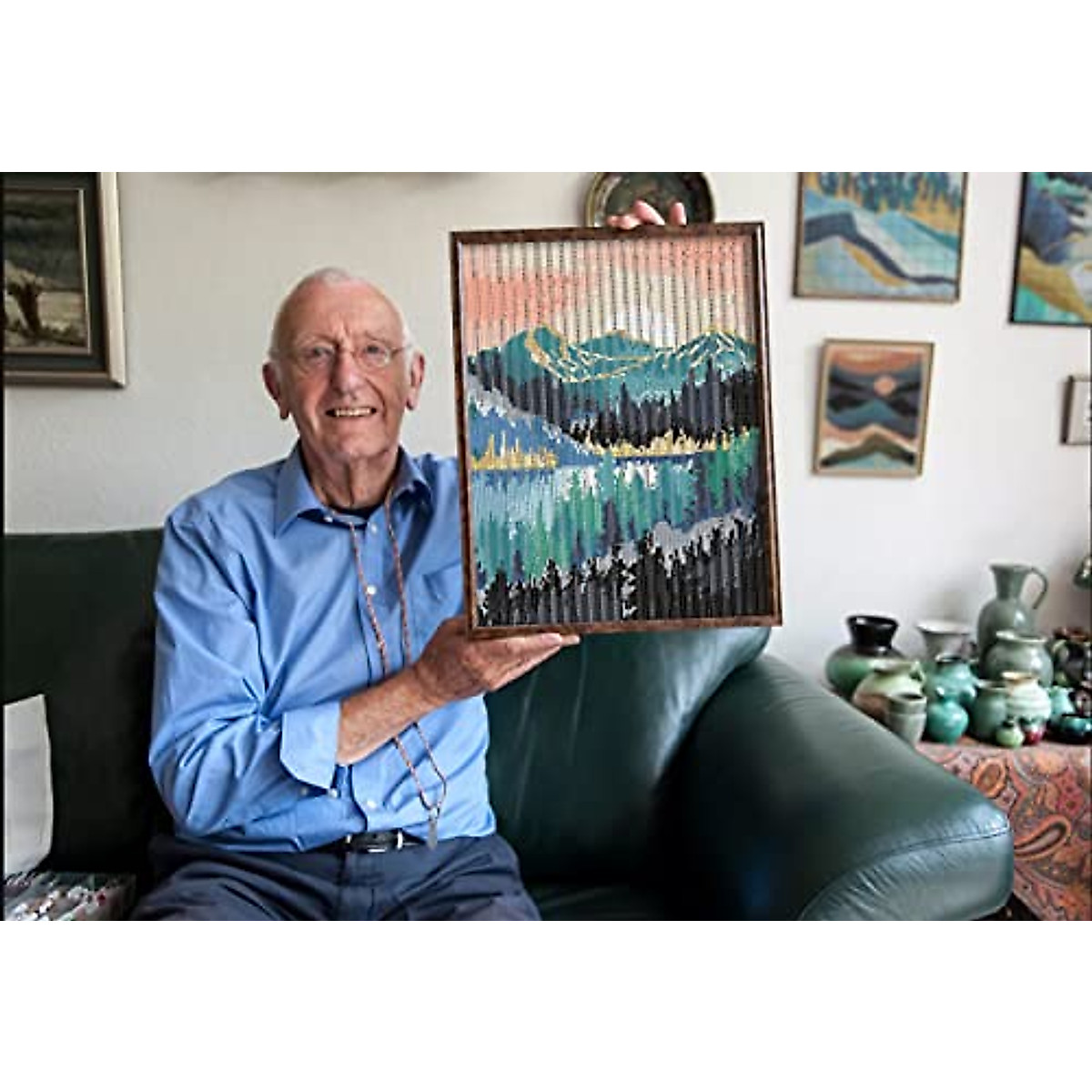 LWZAYS Cross Stitch Kits - Moon Counted Cross Stitch Kits 4 Pack Stamped Cross-Stitch Mountains Needlepoint Counted Kits Beginners,Embroidery Kit Arts and Crafts for Home Decor