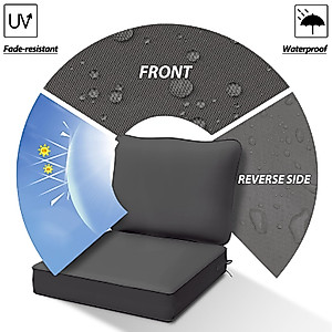 AAAAAcessories Outdoor Deep Seat Cushions 24 x 24 x 5 Inch, Waterproof Replacement Chair Cushions for Patio Furniture, Charcoal Gray