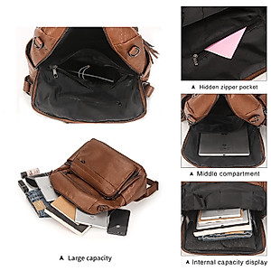 Artwell Backpack Purse for Women Fashion PU Leather Designer Travel Large Ladies Shoulder Bags Tote Tassel Rucksack (Brown)