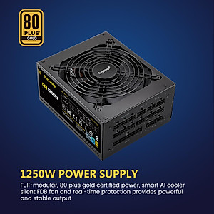 Segotep 1250W ATX 3.0 Gaming Power Supply, 80+ Gold Certified Dual PCIE 5.0 PSU Fully Modular, 12VHPWR Cable, Silent Fan