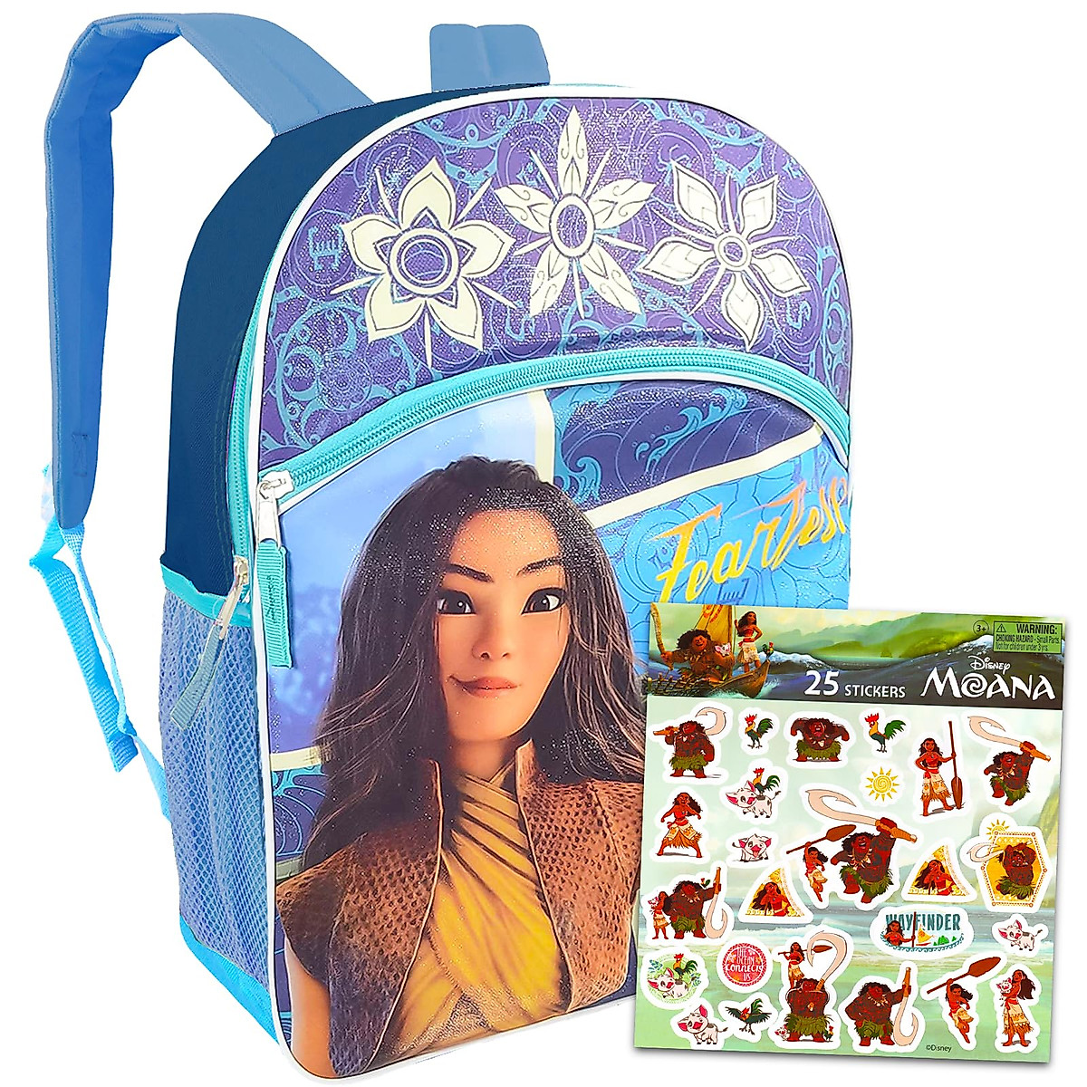 Disney Raya And The Last Dragon Backpack For Kids ~ 2 Pc Bundle With 16" Raya School Bag And Moana Stickers For Girls And Boys | Raya School Supplies Travel Bag Set