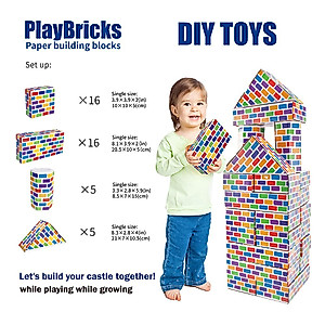 Deluxe Jumbo Cardboard Blocks 42-Pack Extra-Thick Cardboard Building Blocks Mini Whale Paper Brick Toy