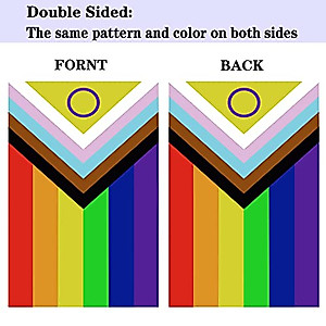 Jayus Inclusive Progress Gay Pride LGBTQ Yard Garden Flag- LGBT Philadelphia Rainbow Garden Flags Banners- Double Side with Bright Wide Stripes Lesbian Gay Pride for Room Yard Sign 12.5x18 Inch