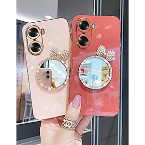 OnePlus Nord N20 5G Luxury Case, Glitter Soft TPU Bumper, Diamond Mirror Butterfly Design, Shockproof, Camera Protection - Pink