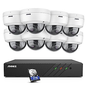 ANNKE H500 5MP PoE Security Camera System w/ 6MP H.265+ 8 Channle NVR, 8X 5MP Outdoor Dome IP Cameras, 24hour Audio Recording, 100ft EXIR Color Night Vision, IP67 Weatherproof, Built in 2TB HDD