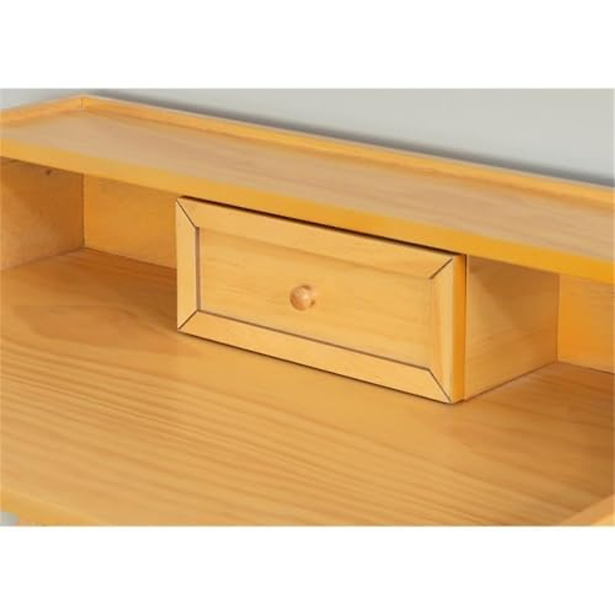 Linon Cade Wood Folding Desk with Small Drawer in Natural Brown Stain