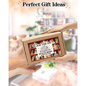 Tuitessine Bookish Gifts for Book Lover Readers Canvas Tote Bag Glass Cup Set Women Teacher Appreciation Gifts Family Birthday Presents