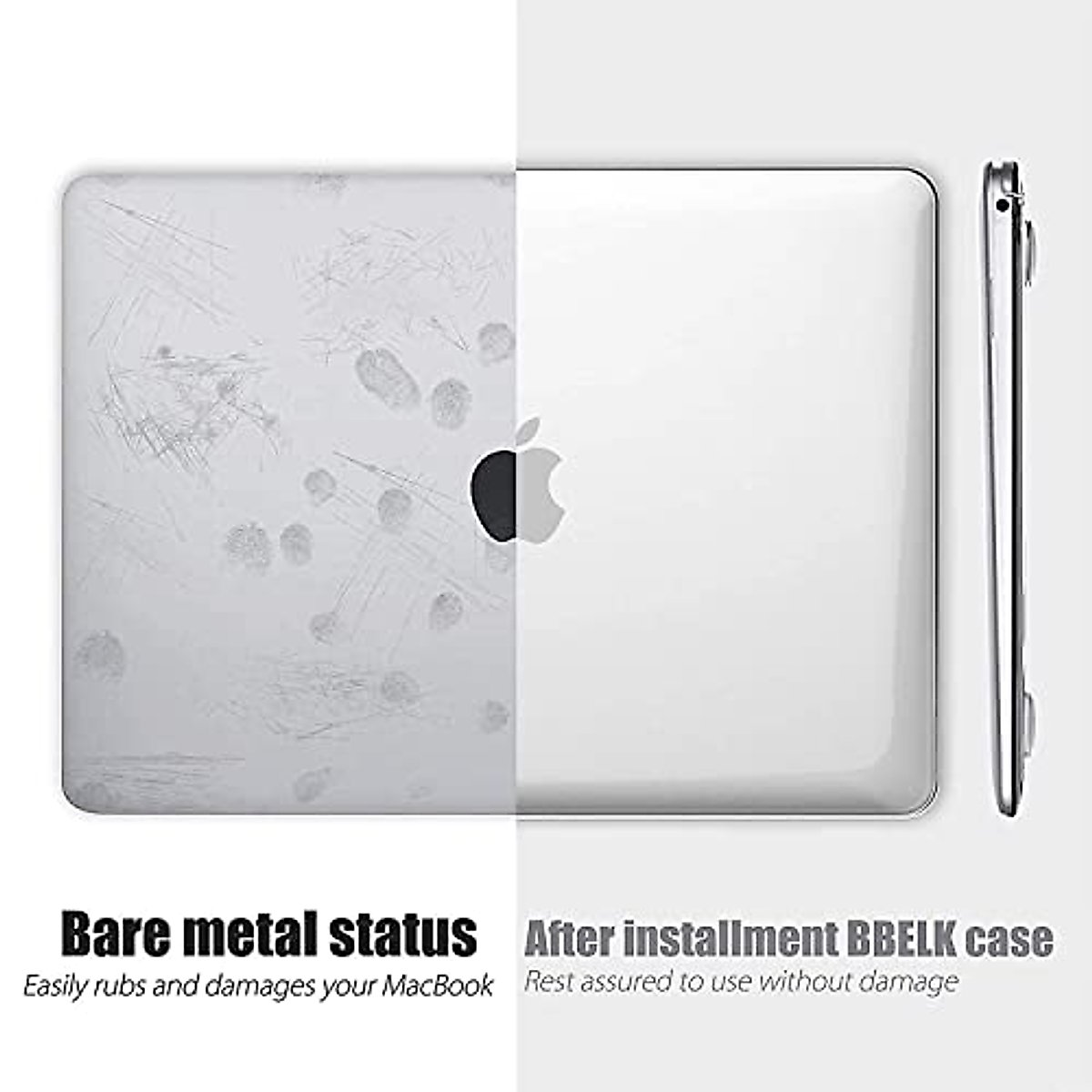 B BELK Compatible with MacBook Air 13 inch Case 2022 2021 2020 2019 2018 M1 A2337 A2179 A1932, Plastic Hard Shell Case + Keyboard Cover + Screen Protector for Mac Air 13 with Touch ID, Crystal Clear