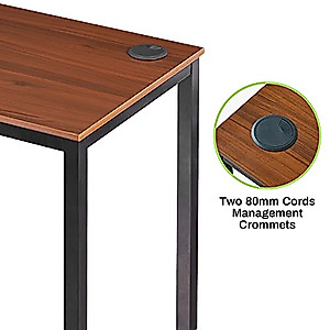 EE EUREKA ERGONOMIC 47 Inch Teak Brown Home Office PC Computer Desk, Simple Modern Work Study Writing Gaming Table for Small & Medium Spaces Desktop with Black Metal Legs, Sturdy & Easy Assembly