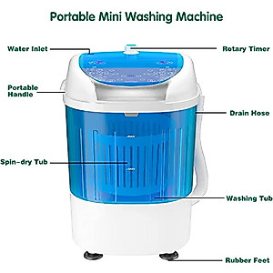 MEDIMALL Portable Washing Machine, Mini Washer and Dryer Combo w/ 5.5lbs Washing Capacity, Spin Cycle Basket, Drain Hose, Semi-Automatic Laundry Machine for RVs Camping Apartments Dorms