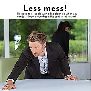 Upper Midland Products Paper Tablecloths 54”x 108”- 6 Pack 3 Ply Paper Table Cloths with Plastic Backing, Eco Friendly Poly Lined Disposable Paper Tablecloths Crisp White Table Cover Paper (6-Pack)