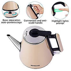BOMICHING Electric Water Kettle, Double Wall Electric Kettle, Food Grade Stainless Steel Electric Tea Kettle, Electric Kettles For Boiling Water BPA Free, Auto Shut-off, Boil-Dry Protection