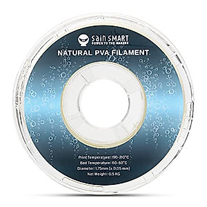 SainSmart 1.75mm PVA Dissolvable 3D Printers Filament, Upgrade Water Soluble Support Filament for 3D Printers -0.5kg/1.1lbs (Natural), Dimensional Accuracy +/- 0.05mm
