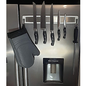 White Powerful 45cm / 17 inch magnetic knife strip silicone non scratch casing screw or mag mount protects commercial domestic kitchen knives and tools in auto workshop or hunting fishing man cave