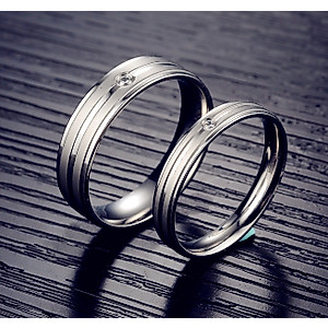 His or Hers Matching Set Titanium Stainless Steel Couple Wedding Band Set in a Gift Box