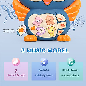 Baby Musical Toys with Music LED Lights Electronic Toys Animal Sounds Toddlers Interactive Learning Early Educational Development Infant Crawling Toys for 6 to 18 Months Boys Girls Birthday Gifts