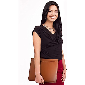 Leather Portfolio Folder Padfolio, Business Padfolio Organizer Document Planner Portfolio Binder Storage Pocket for Legal Pad Holder Paperwork Phone Men Women (Black)