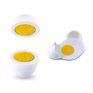 Hape Egg Carton | 3 Hard-Boiled Eggs with Easy-Peel Shell & 3 Fried, Wooden Realistic Educational Toy for Children 3+, White and Yellow (E3156)