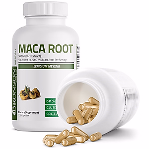 Bronson Maca Root (from 500mg 4:1 Extract Equivalent to 2000mg per Serving), Lepidium Meyenii - Non-GMO, 120 Vegetarian Capsules