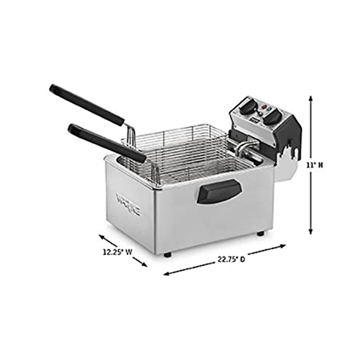 Waring Commercial WDF75RC Heavy Duty 8.5 lb double basket deep fryer, includes 4 twin baskets & 2 night covers - 1800w, 120V, 5-20 Phase Plug, Silver