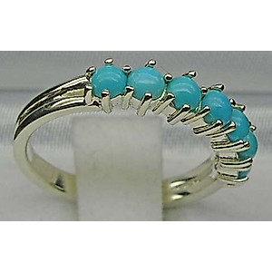 LetsBuyGold 925 Sterling Silver Real Genuine Turquoise Womens Anniversary Ring - Size 8