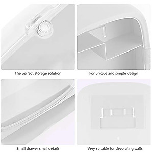 DOITOOL Wall- Mounted Cosmetic Storage Box Punch- Free Waterproof Makeup Organizer Cabinet Rack Medicine Holder Shelf for Home Bathroom Kitchen White