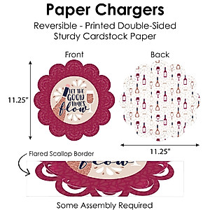 Big Dot of Happiness But First, Wine - Wine Tasting Party Paper Charger and Table Decorations - Chargerific Kit - Place Setting for 8