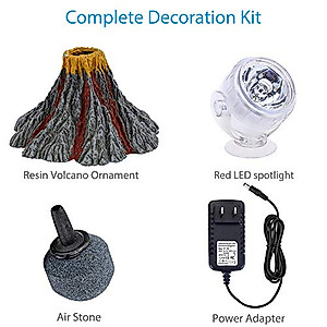 Uniclife Aquarium Volcano Ornament Kit with Air Stone Bubbler Fish Tank Decorations