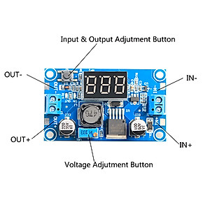 LM2596 Buck Converter 4-40V to 1.25-37V DC to DC Converter Adjustable Voltage Regulator with LED Voltmeter Display, Pack of 4Pcs