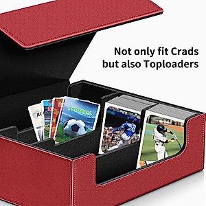 1800+ Trading Card Storage Box, Magnetic Closure Toploaders Storage Box Hold 600+ 35PT 3"x4" Standard Toploaders, PU Leather Card Deck Boxes Fit for MTG,Sport Cards,Game Cards,Business Cards