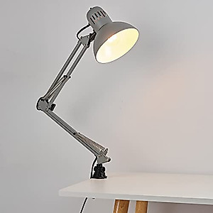 Globe Electric 56106 28" Spring Balanced Arm Desk Lamp, Matte Gray, On-Off Rotary Switch on Shade, Interchangeable Base and Clamp Arm Design, Home Décor, Desk Lamps for Home Office, Home Décor