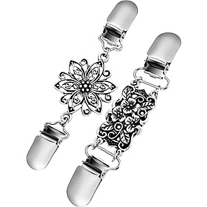 Jetec 2 Pieces Retro Shirt Dresses Clips for Women Shawl Clip Waist Cincher Clips Sweater Cardigan Collar Clips