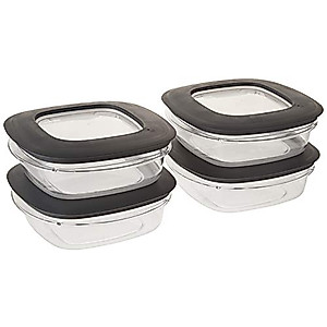 Rubbermaid Premier Food Storage Container, 3 Cup, Grey (4 Pack)
