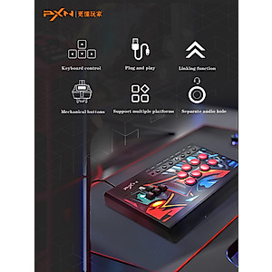 PXN-X8 Arcade Fight Stick Mechanical direction button controller with TURBO Macro Functions Plug and play Arcade Fighting For PC, PS3, PS4, Xbox One Xbox Series X/S Android TV Box, N-Switch