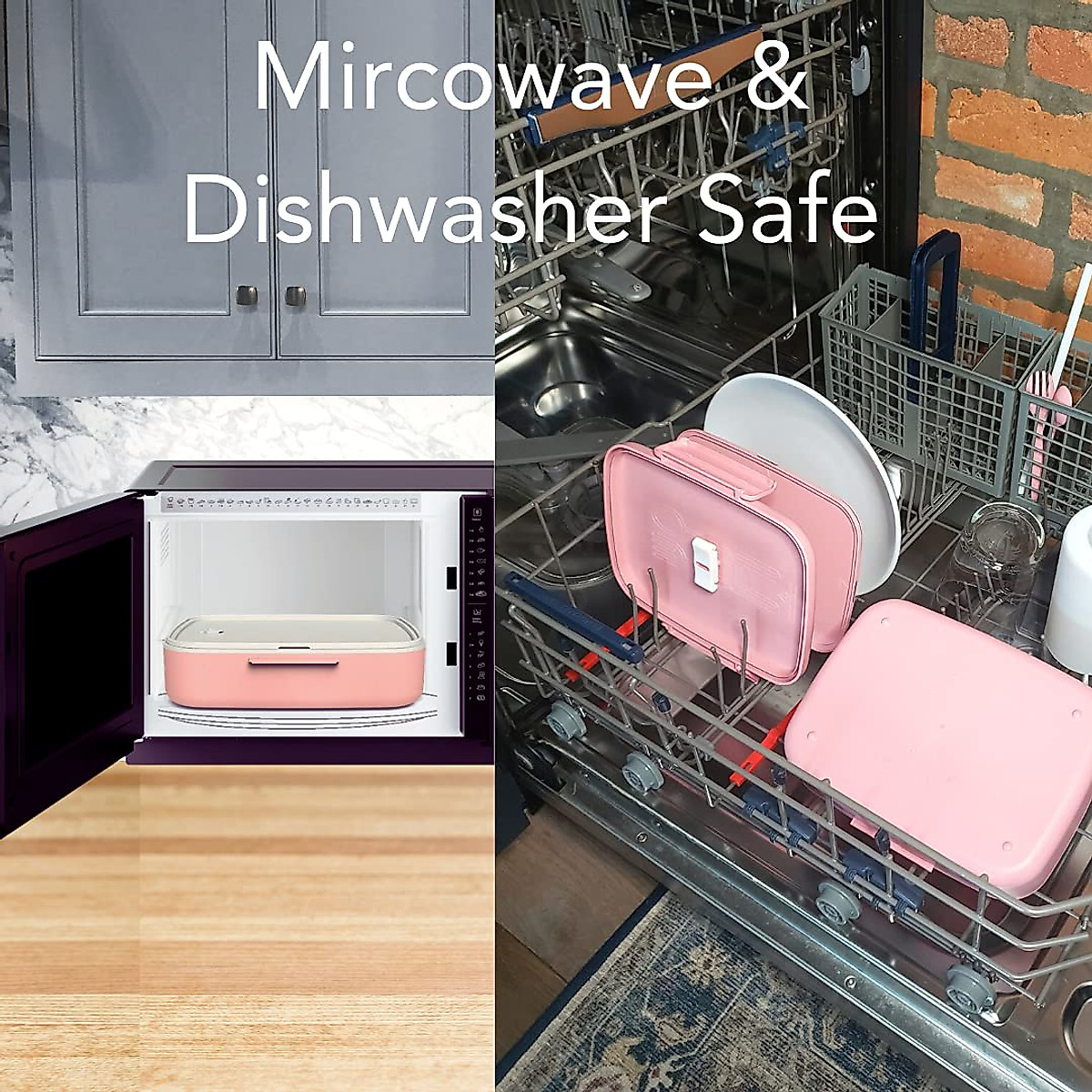 Fenrici Bento Lunch Box For Girls & Teens, Made with Plastic-Free Wheat Straw, Utensils Included, 5 Compartments, Best Lunch Box, BPA-Free Bento, Microwave and Dishwasher Safe, Pink