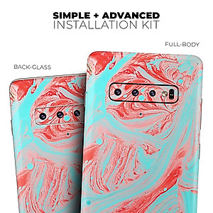 DesignSkinz Swirling Pink and Mint Acrylic Marble Protective Vinyl Decal Wrap Skin Cover Compatible with The Samsung Galaxy S20 (Screen Trim & Back Glass Skin)