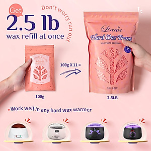 Lirava Hard Wax Beads for Hair Removal 2.5lb, Brazilian Wax beans (Coarse Body Hair Specific) for Full body, Bikini, Underarms, Back, Chest, At Home Waxing Beads Large Refill for Women Men