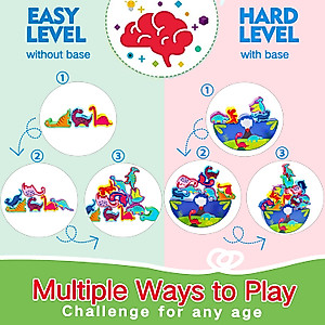 Wooden Stacking Dinosaur Toys for Kids 3-5 - Dino Lacing Beads for Toddlers 1-3 - STEM Building Blocks Montessori Toys for 2 3 4 5 6 7 Year Old Boys Girls Gifts Toddler Activities Games Ages 2-4