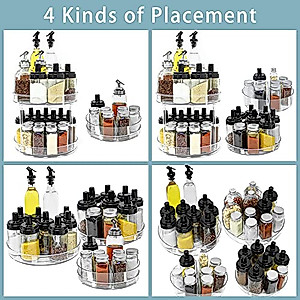 Aconfei Lazy Susan Organizers, 10.7 Inch 2 Tier Lazy Susan Turntable and 1 Tier 9.05Inch Lazy Susan Turntable with 4 Removable Bins, 360 Degree Rotating Spice Racks for Cabinet, Pantry and Kitchen