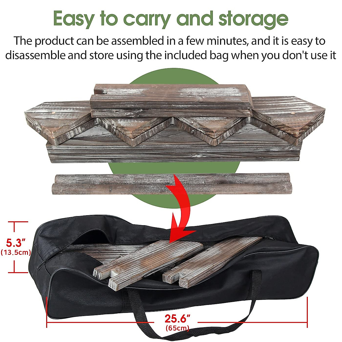 J JACKCUBE DESIGN Rustic Wood Display Stand, 4 Tier Cupcake Stand Stair Shelf, Portable Display Riser, Included Bag for Storage, Decorative Dessert Stand - MK578A