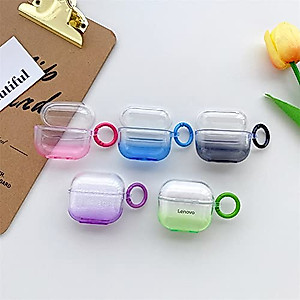 Gradient Color Soft TPU Protective Crystal Clear Transparent Case Cover Compatible with Lenovo thinkplus LP40 Earbuds, Protective Skin Sleeve with Key Ring (Blue)