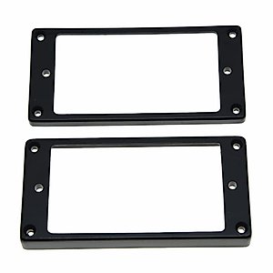 Dopro Set of 2 Plastic Humbucker Pickup Ring Pickup Mounting Frame Flat Bottom 3 * 5 for Neck and 7 * 9 for Bridge Pickup Black