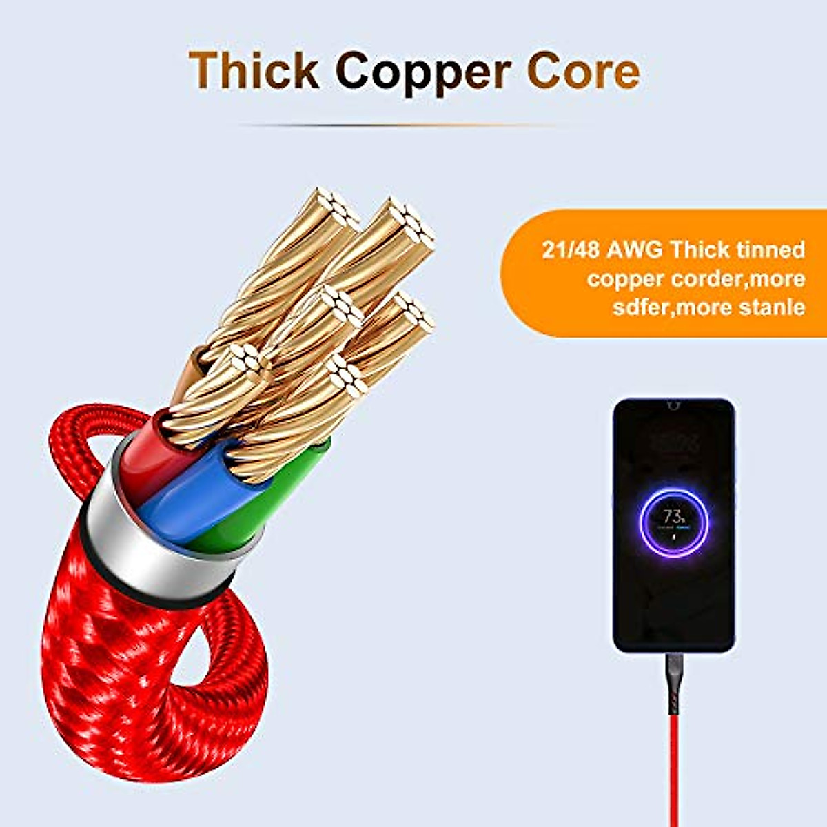 Micro USB Cable Braided 10ft, Android Charging Cable Fast Phone Charger Cord with Extra Long Length Nylon Braided Compatible with PS4,Samsung Galaxy S7 Edge/S7/S6,Note 5 4,LG(3pack)