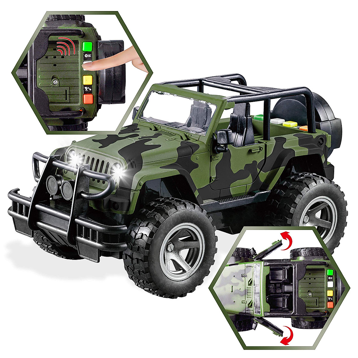 JOYIN Military Vehicles Toy Set of Friction Powered Transport Helicopter and Military Truck with Light and Sound Siren and Army Men Soldier Action Figures for Kids