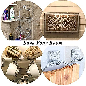 FOTYRIG Heavy Duty Adhesive Hooks Towel Hook Stick on Hooks Wall Hangers Waterproof Stainless Steel Sticky Hooks for Hanging Bathroom Kitchen Home-4 Packs