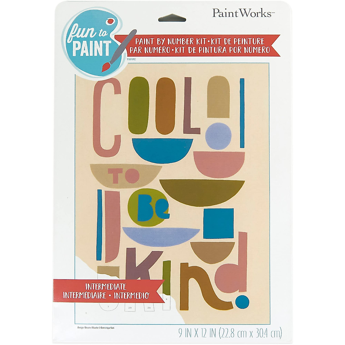 Dimensions PaintWorks 73-91859 Cool to be Kind Paint by Number Kit for Adults and Kids, 9" x 12", Multicolor, 12pcs