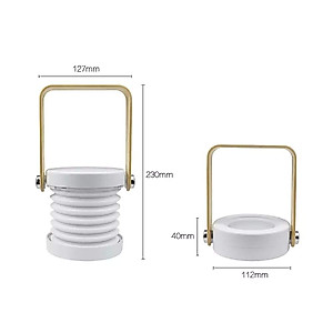 4-in-1 Foldable Table Lamp,USB Retractable LED Light,Wooden Handle Portable Lantern Light and Flashlight,Touch Control Dimmable 3 Level Brightness Night Light for Reading, Outdoor Camping (White)