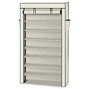 Shoe Rack Storage Organizer Cabinet Nonwoven Fabric Cover 10-Tiers Widen