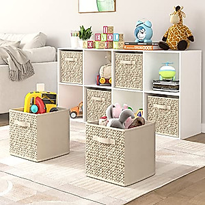Wisdom Star 6 Pack Fabric Storage Cubes with Handle, Foldable 11 Inch Cube Storage Bins, Storage Baskets for Shelves, Storage Boxes for Organizing Closet Bins